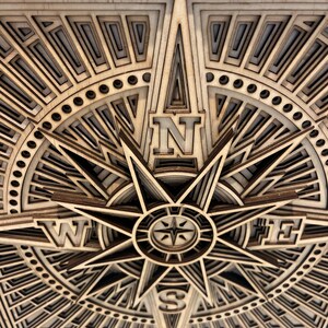 Geometric Nautical Compass - Handcrafted Layered Wood Wall Art ...