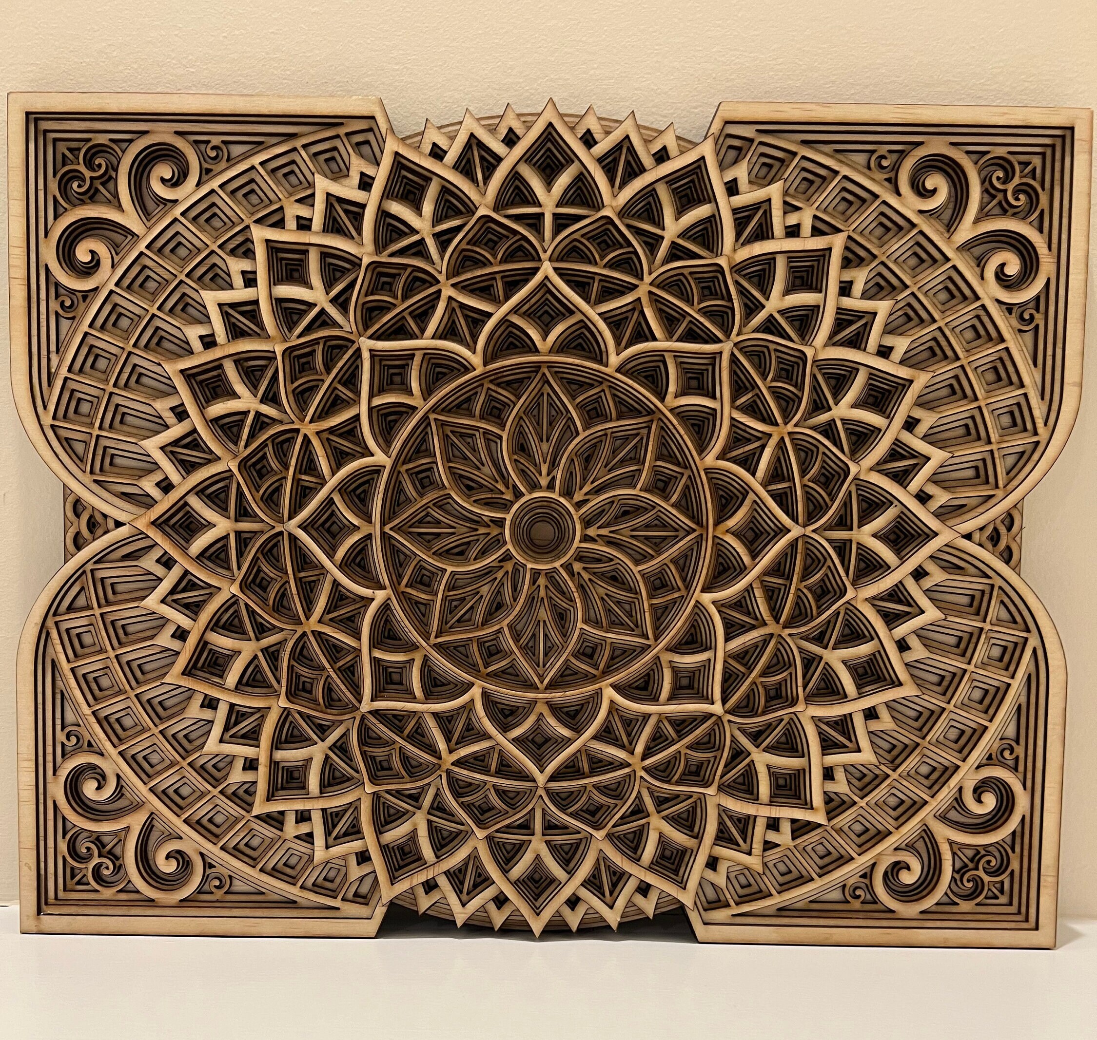 Handcrafted Layered Wood Mandala Wall Art - Intricate Geometric Design ...