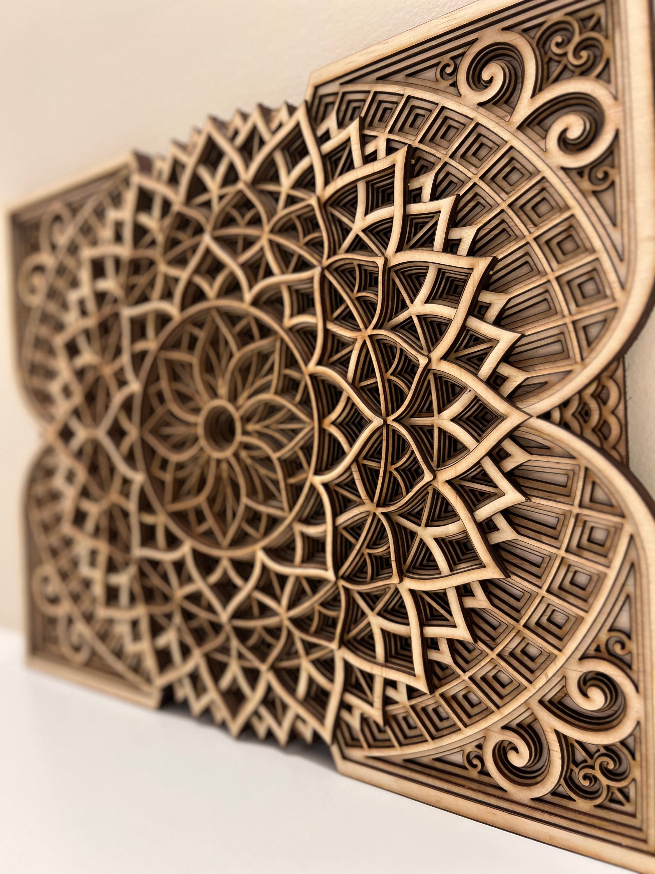 Handcrafted Layered Wood Mandala Wall Art - Intricate Geometric Design ...