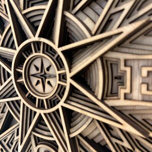 Geometric Nautical Compass - Handcrafted Layered Wood Wall Art ...