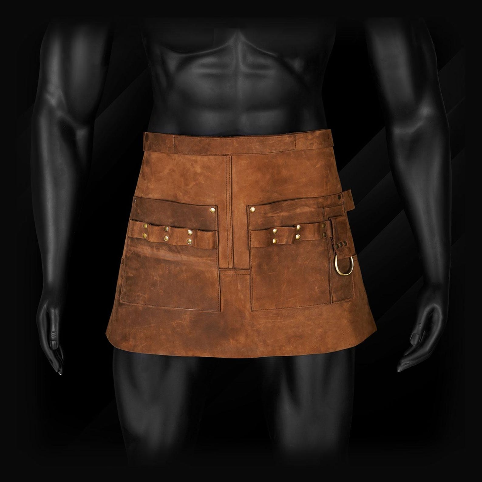 Handmade Pull-up Leather Half Apron: Personalized Workwear With Pockets ...