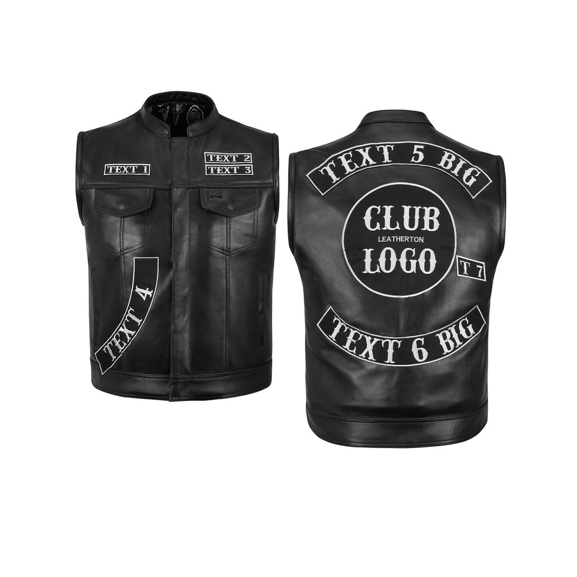 Custom Embroidered Leather MC Vest: Personalized Biker Club Apparel - Etsy