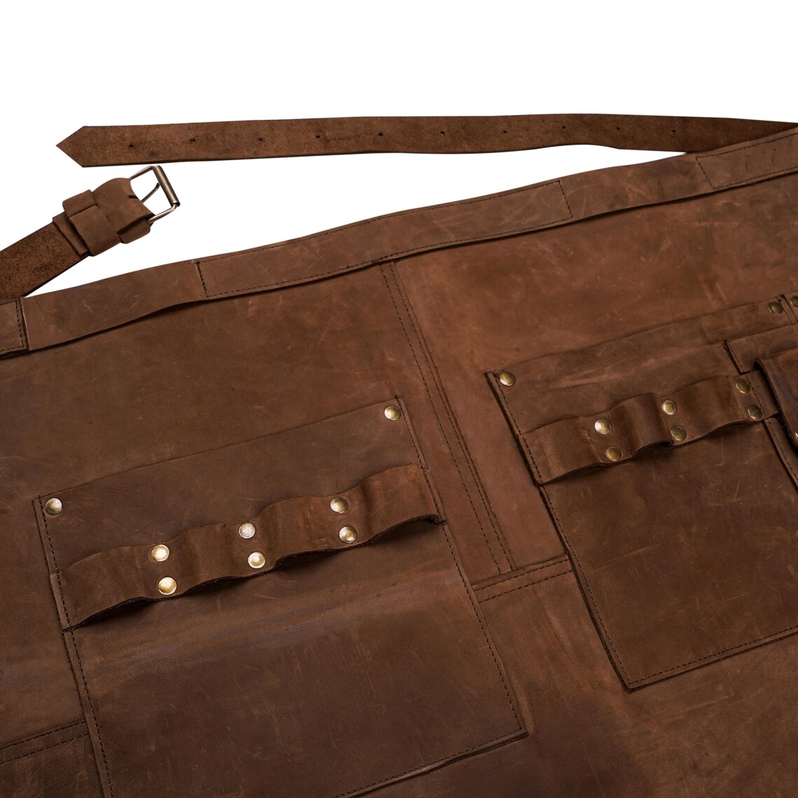 Handmade Pull-up Leather Half Apron: Personalized Workwear With Pockets ...