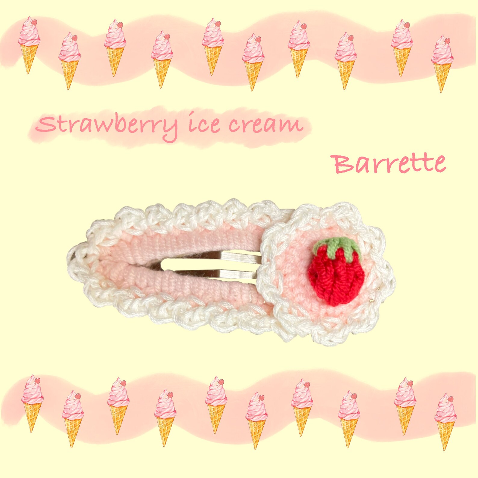 Strawberry Hair Clip / Super Cute Fruit Crochet Snap Clip / Strawberry ...