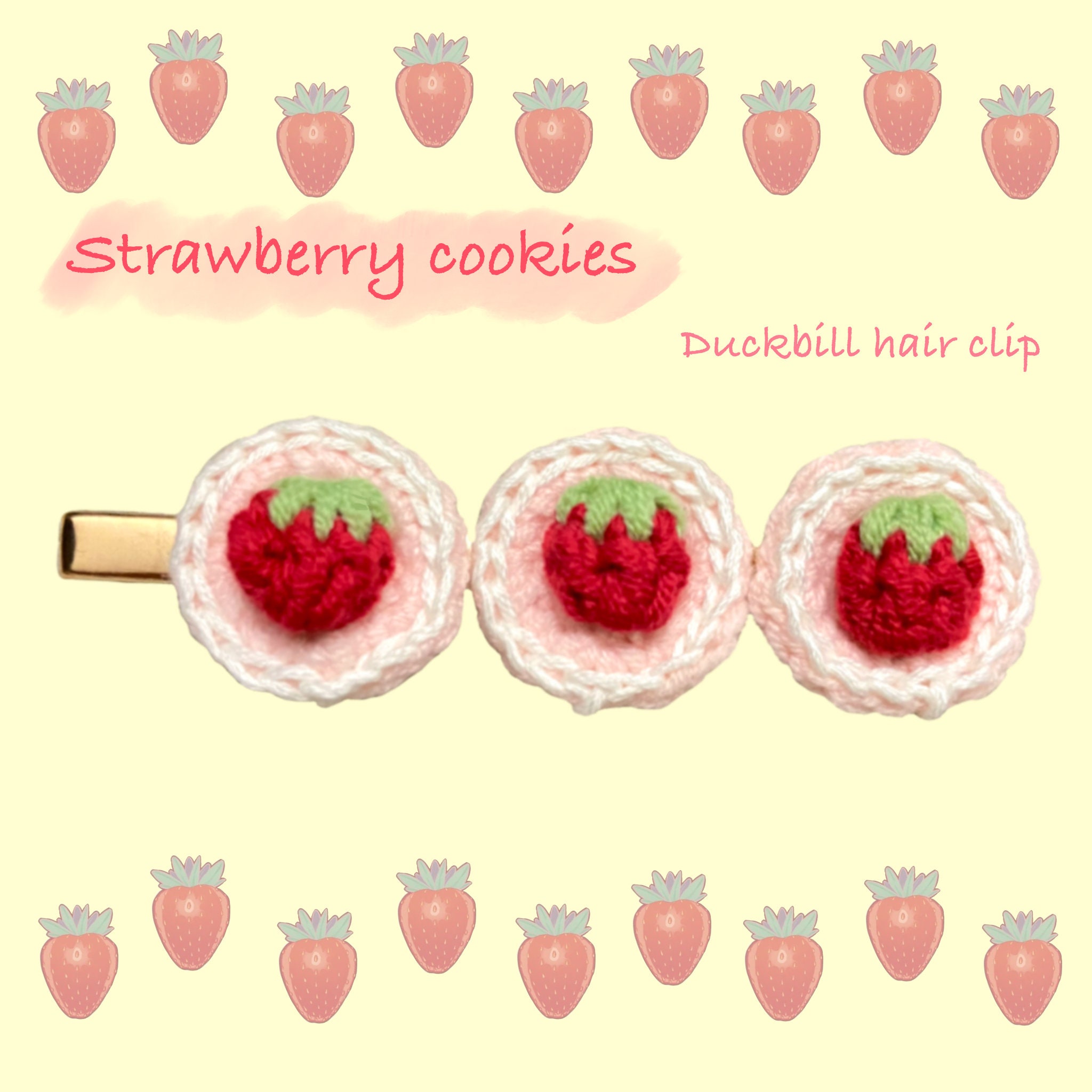 Strawberry Hair Clip / Super Cute Fruit Crochet Snap Clip / Strawberry ...