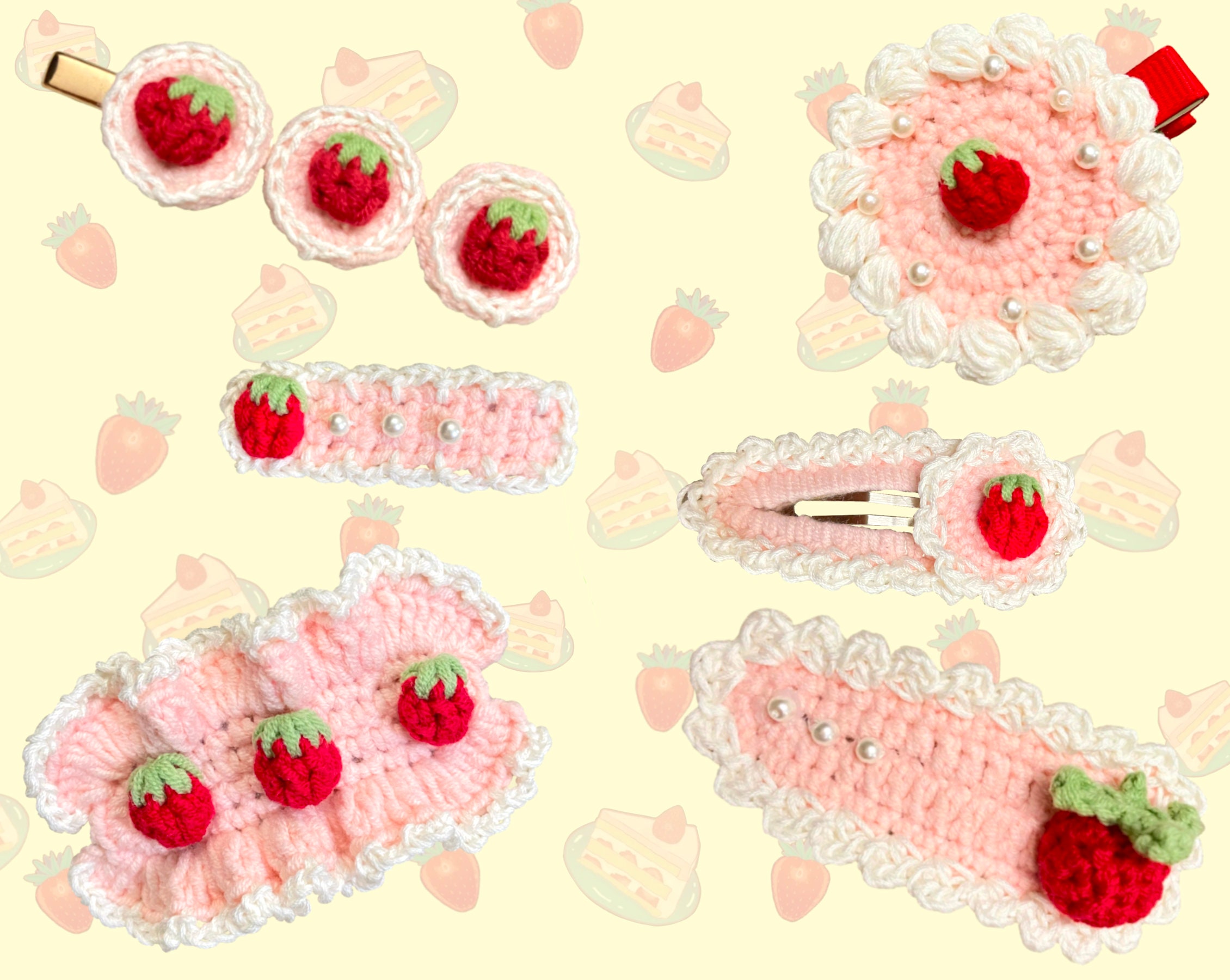 Strawberry Hair Clip / Super Cute Fruit Crochet Snap Clip / Strawberry ...