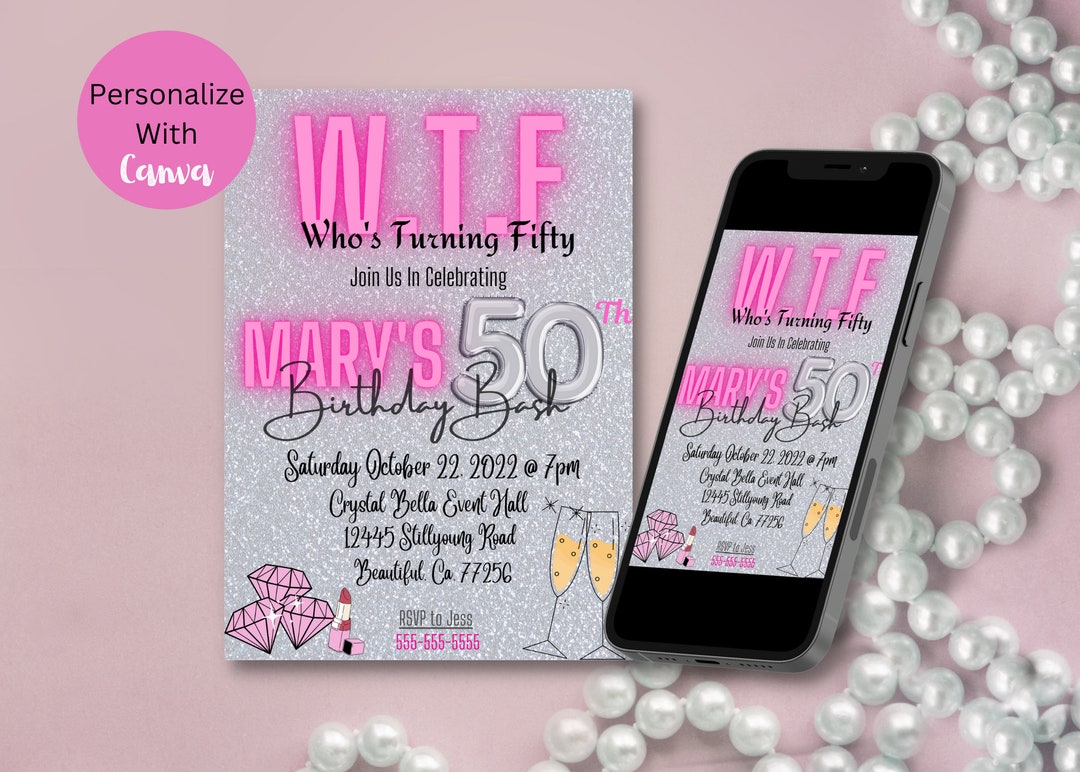 Wtf Invitation Who Turned Fifty Invitation Wtf 50 Invite - Etsy