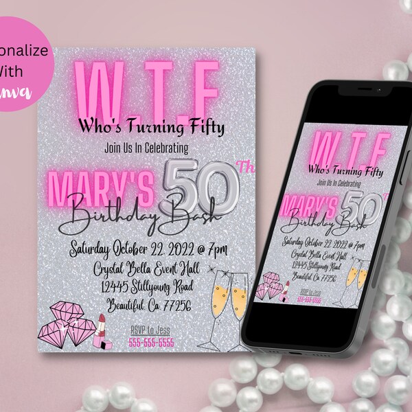 Wtf Fifty Invitation - Etsy