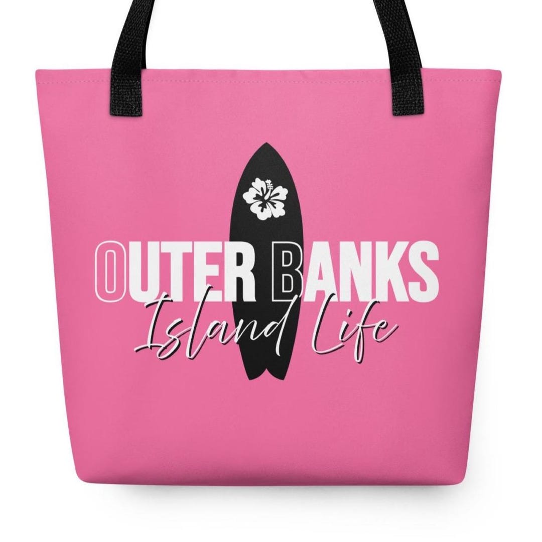 Outer Banks Island Life Pretty in Pink Beach Picnic Workout Yoga Tote ...