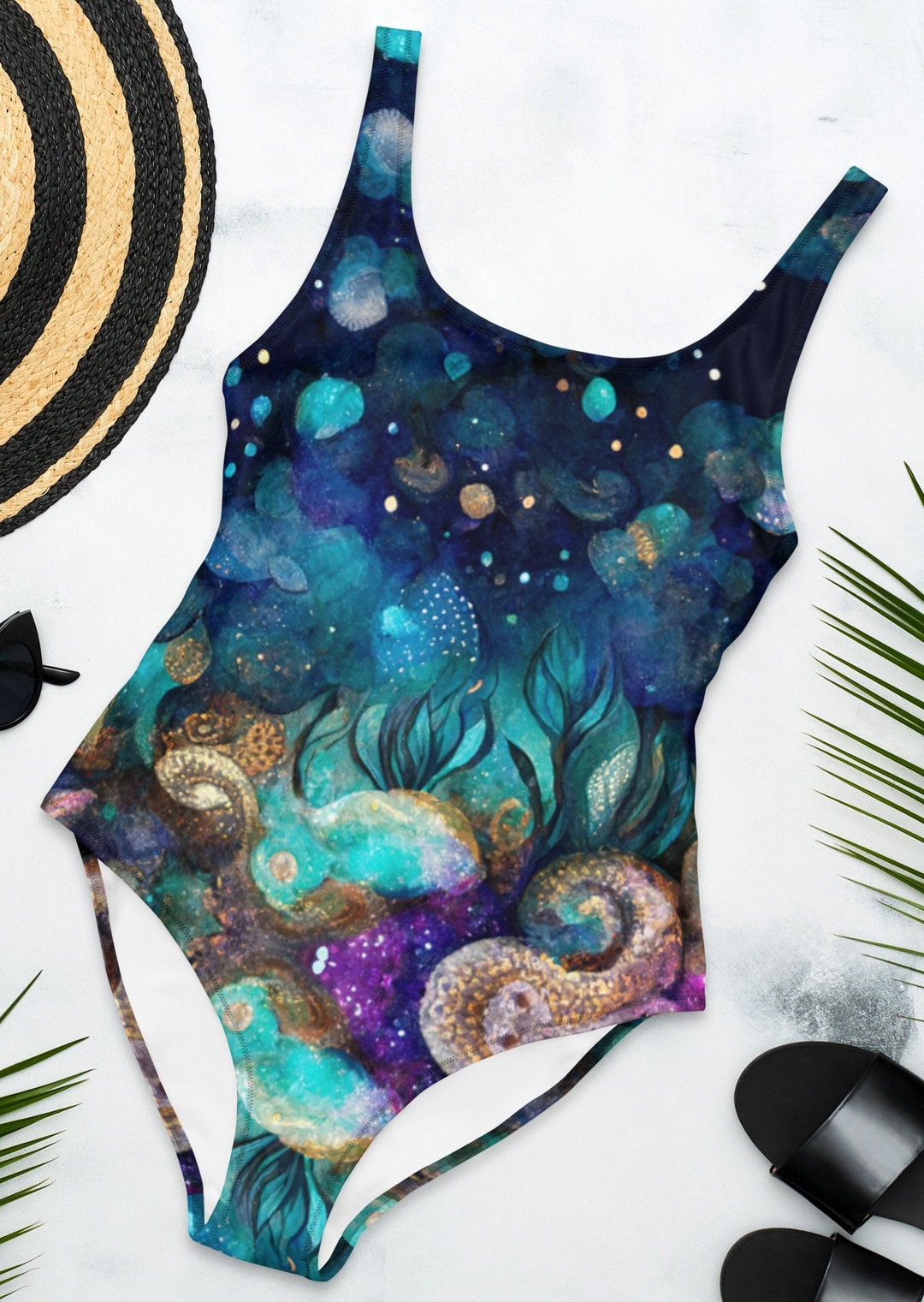 Under the Sea One-piece Swimsuit, Abstract Ocean Swimsuit, Ocean ...