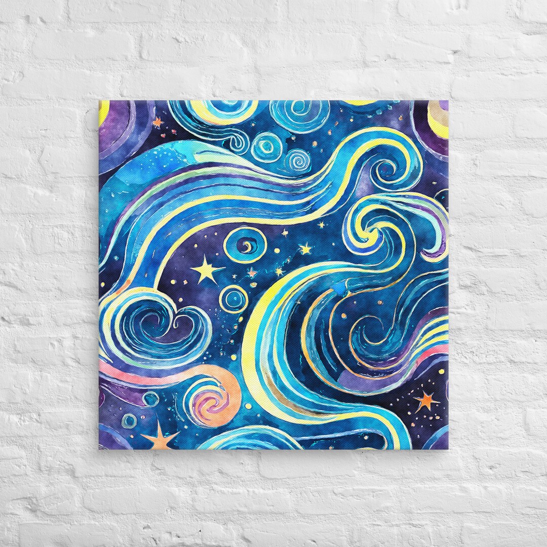 Starry Swirly Night Abstract Sky Art Canvas - Etsy