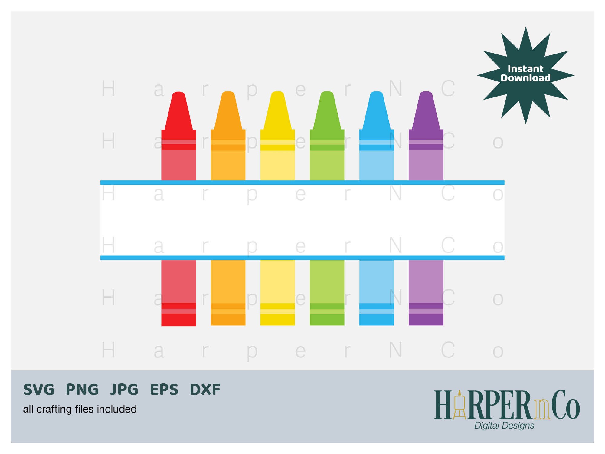 Split Rainbow Crayons SVG for Cricut Silhouette Glow Forge PNG ...