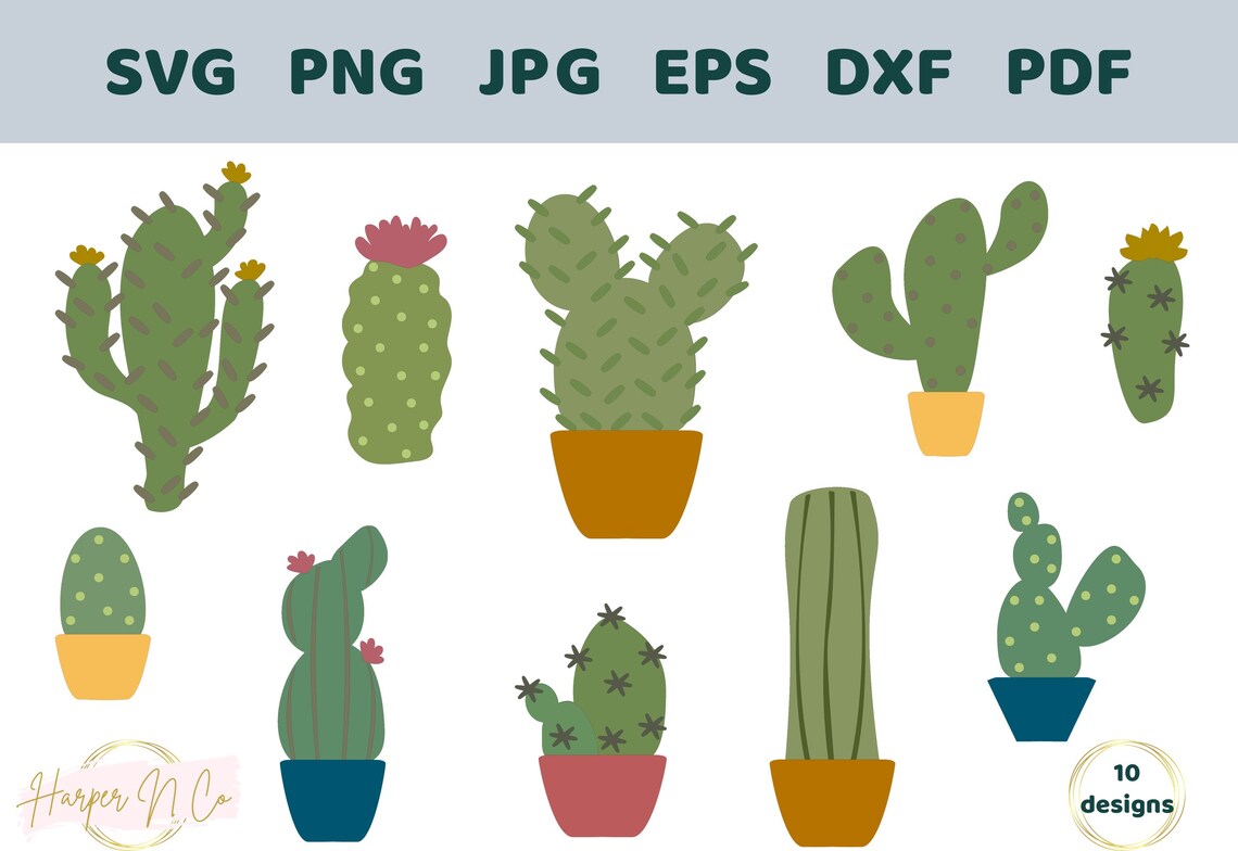 Cactus Bundle SVG, Succulent Png, Instant Download, Layered Svg, Cactus ...