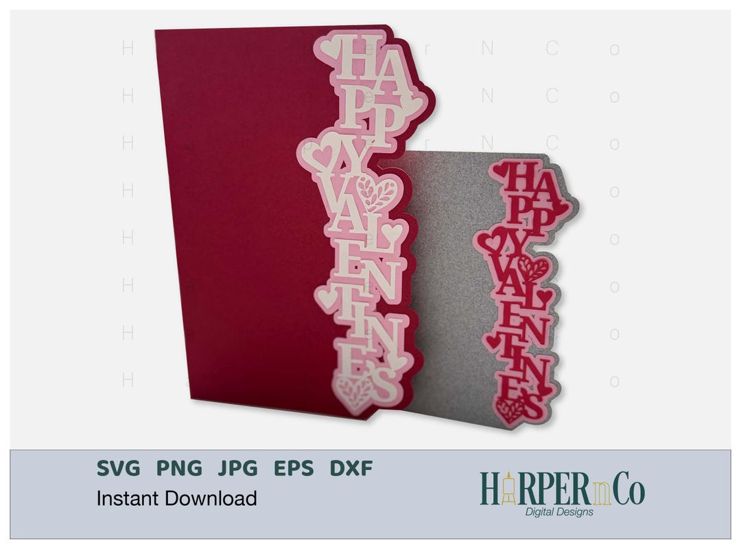 Valentine's Day Card SVG, Edge Cut Card, Two Sizes, 5x7, 3.5x5 Inch ...