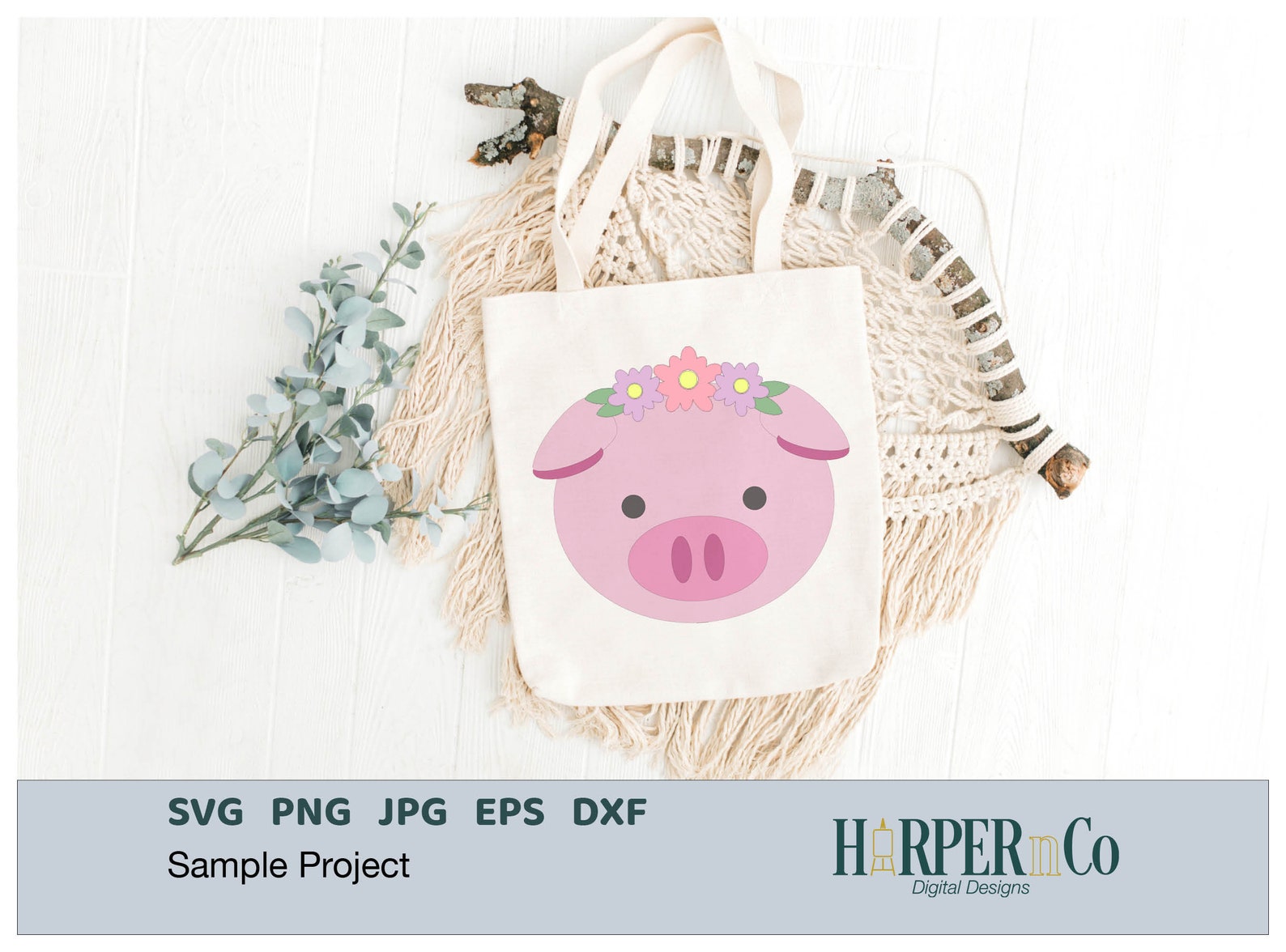 Cute Pig Head, Pig With Flowers, Pig Hair Bow, Pig Bow Tie, Cricut ...