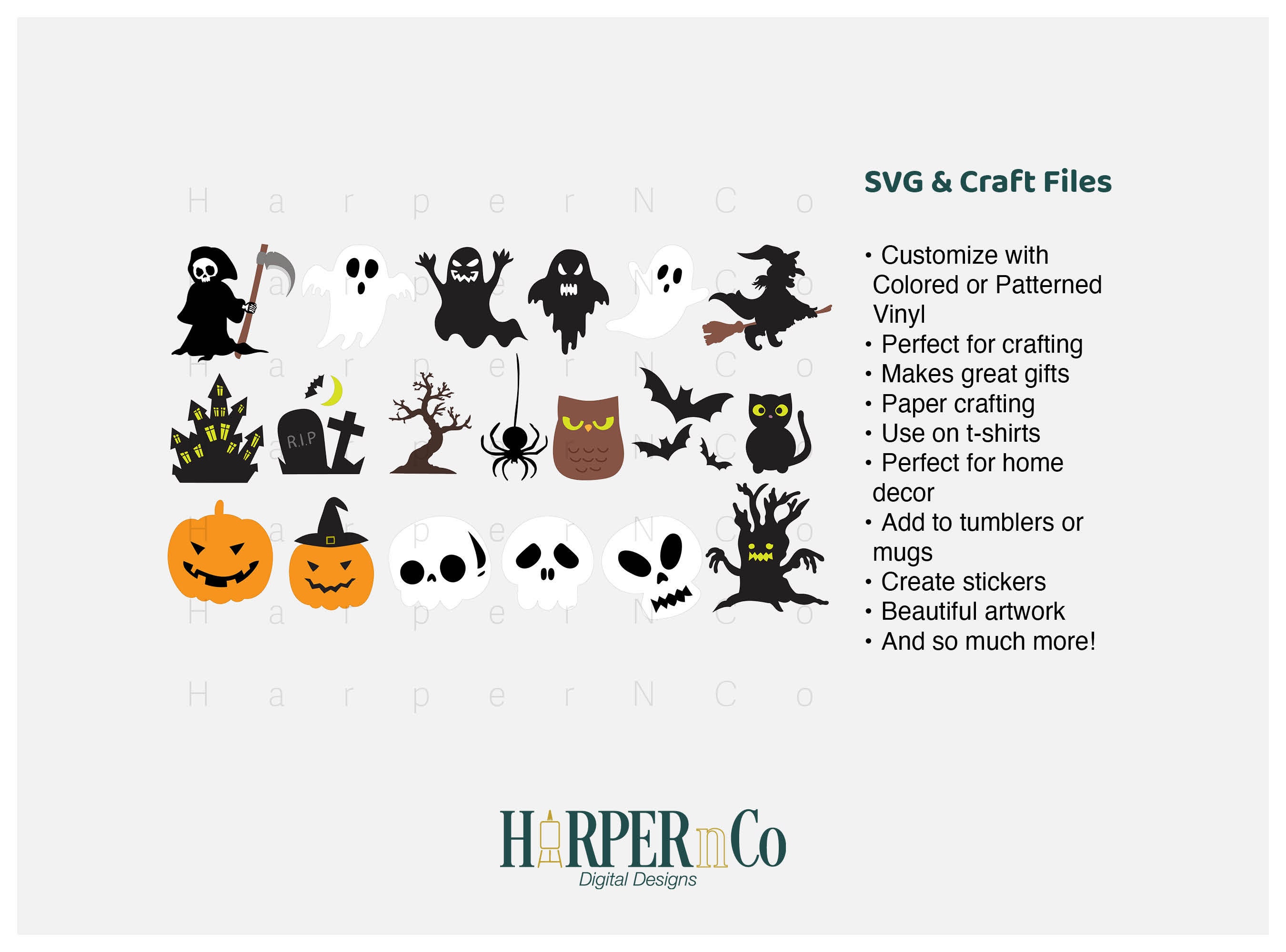Halloween SVG Bundle, Silhouette, Cricut, Sublimation, Glow Forge, PNG ...