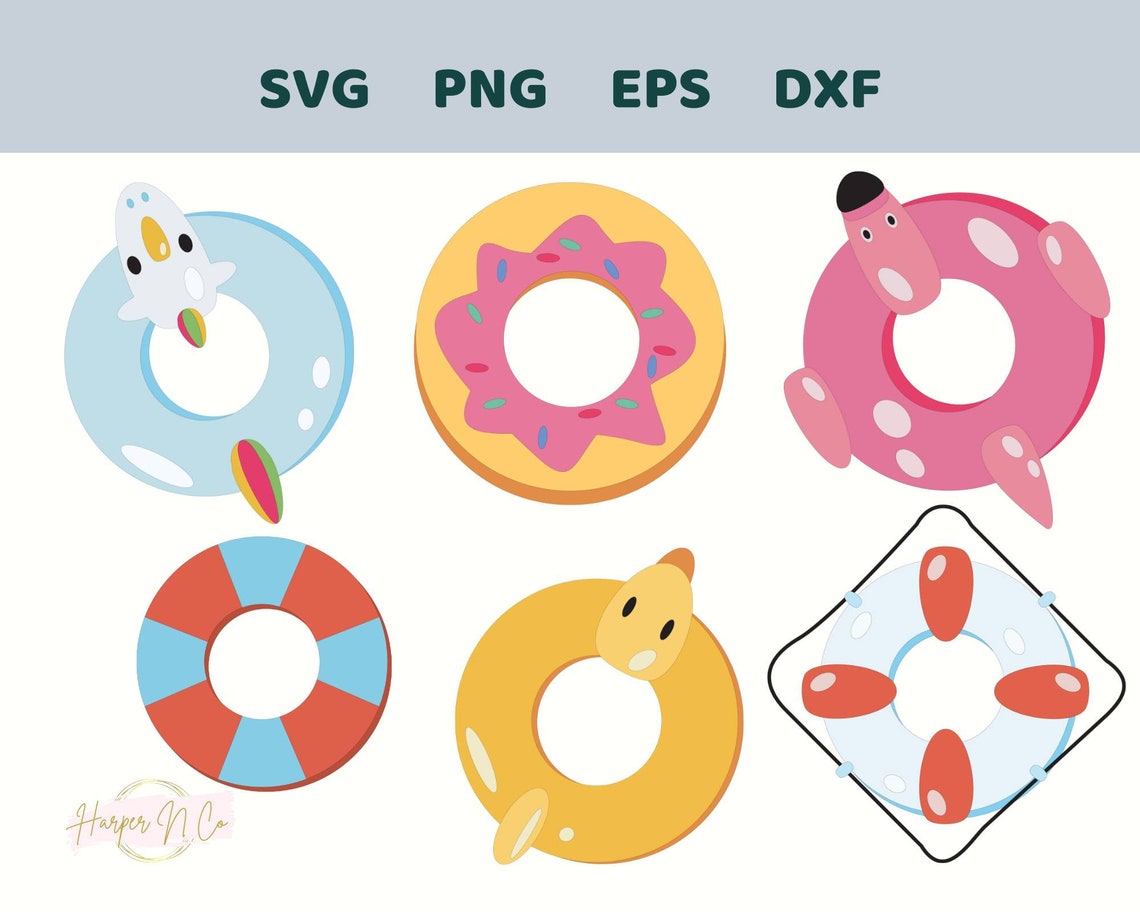 Pool Float SVG Bundle, Summer Beach Toys, Flamingo, Rubber Ducky, Life ...