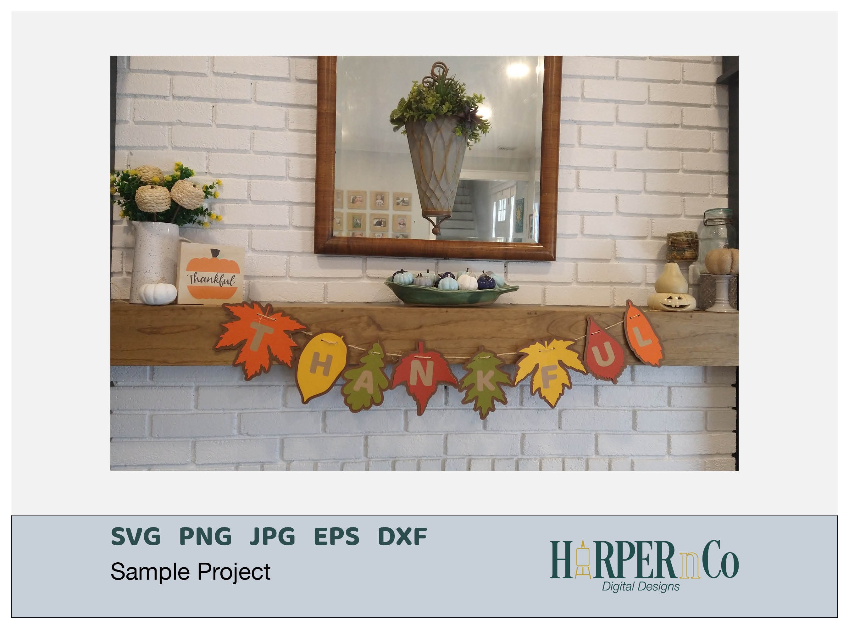 Thankful Bunting SVG, Fall Banner, Template, Pennant, Decoration ...