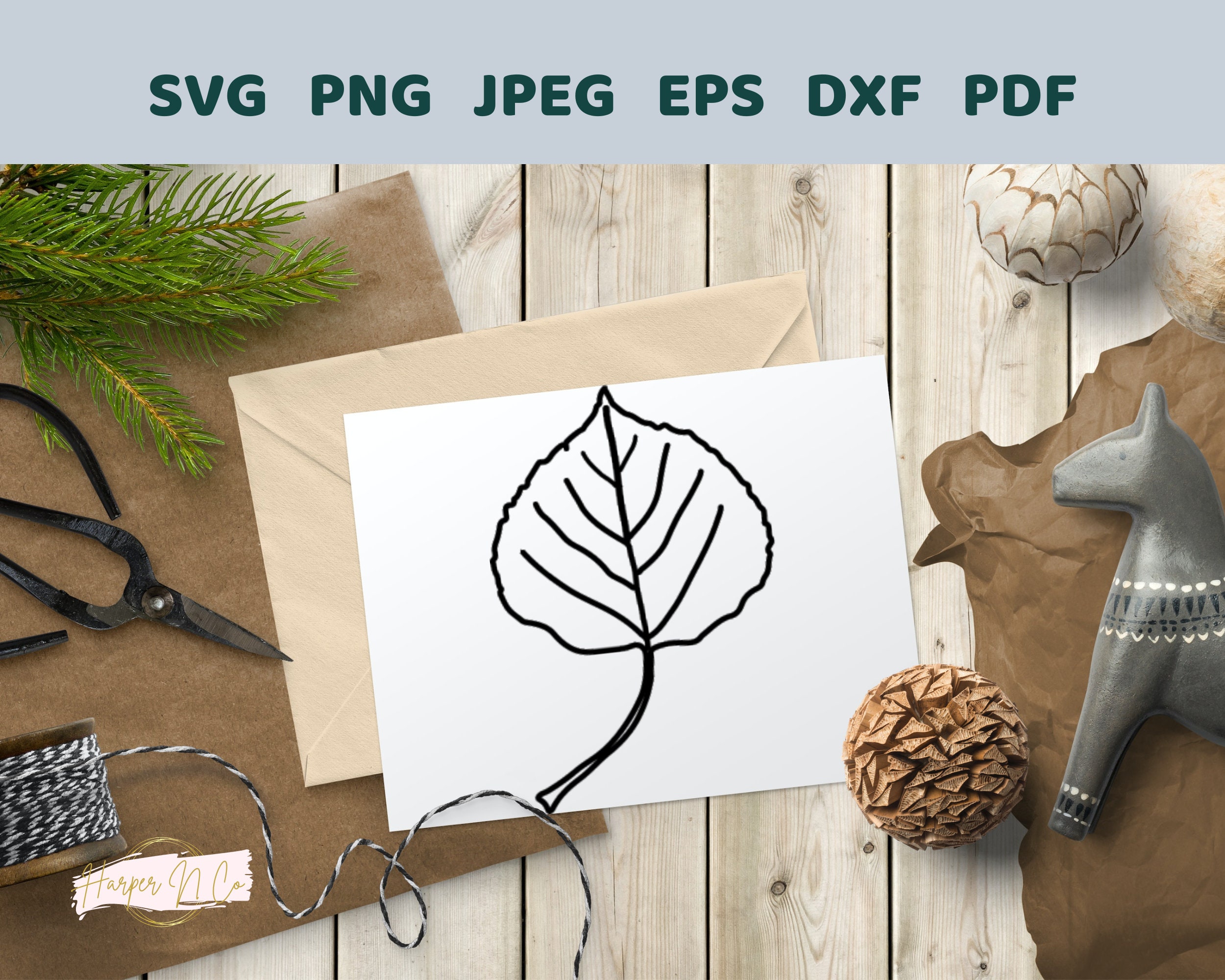 Hand-drawn Aspen Leaf SVG, Natural Leaf Png, Sketched Leaf Clip Art ...
