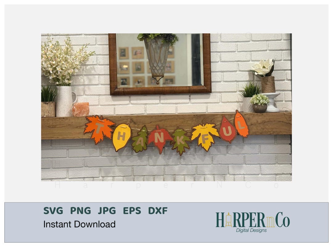 Thanksgiving Leaf Banner SVG, Fall Decor Bunting SVG, Autumn Leaf Cut ...