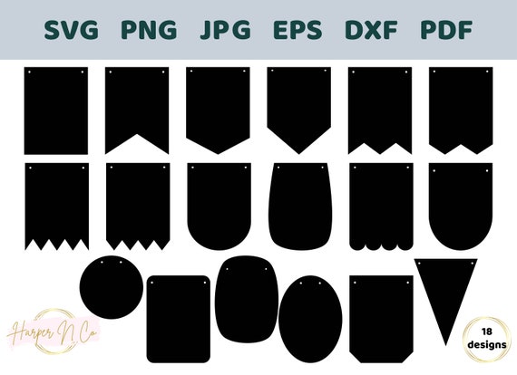 18 Banner Bunting Pennant Shape Cut Files Sublimation - Etsy