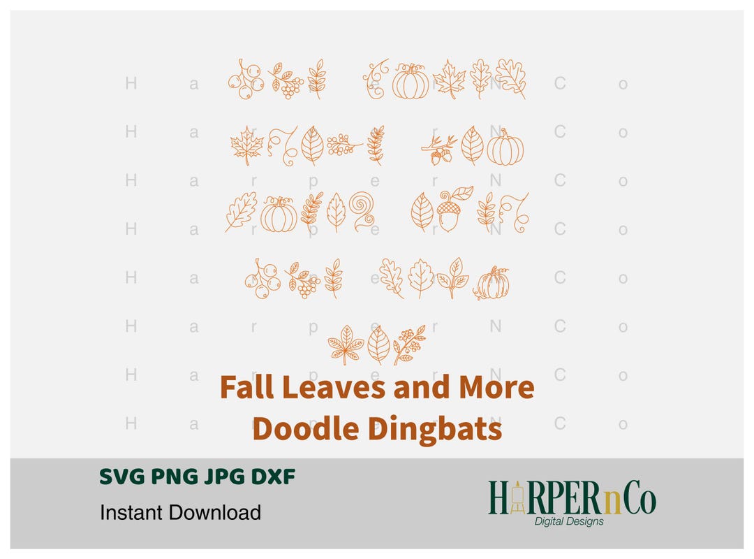 Fall Leaves and More Doodle Dingbats Thanksgiving Font Autumn Craft ...