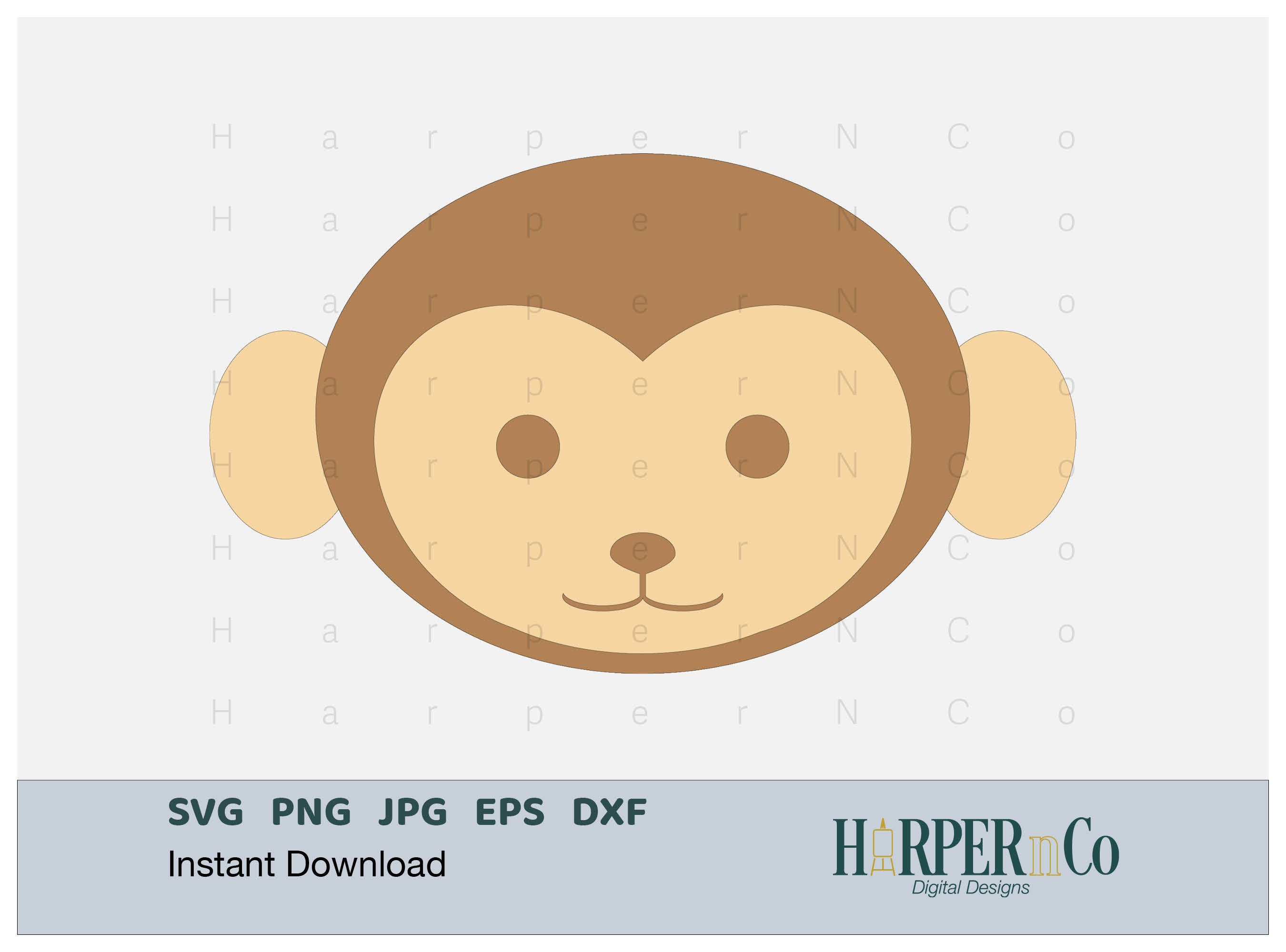 Monkey SVG Baby Animal Clip Art Monkey Head Monkey Face - Etsy