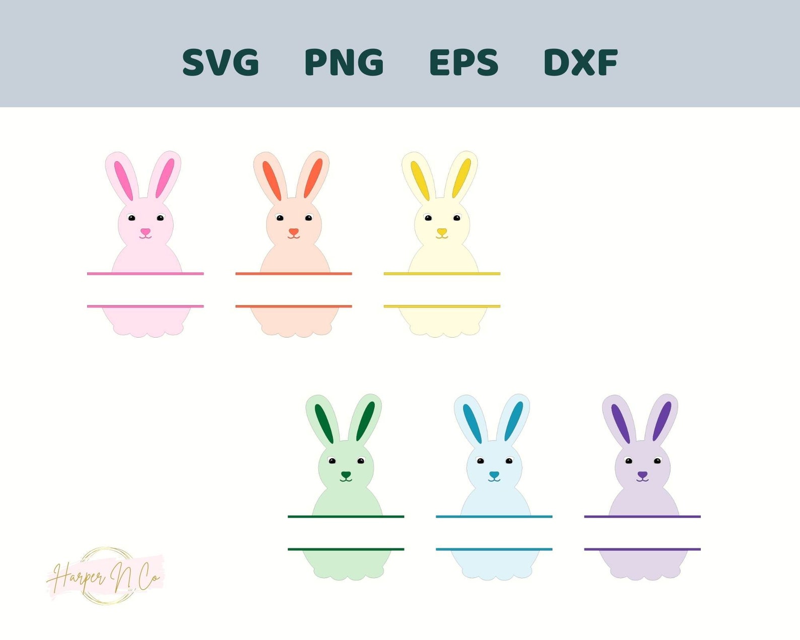 Rainbow Easter Bunnies SVG, Personalize, Easter PNG, Full and Split ...