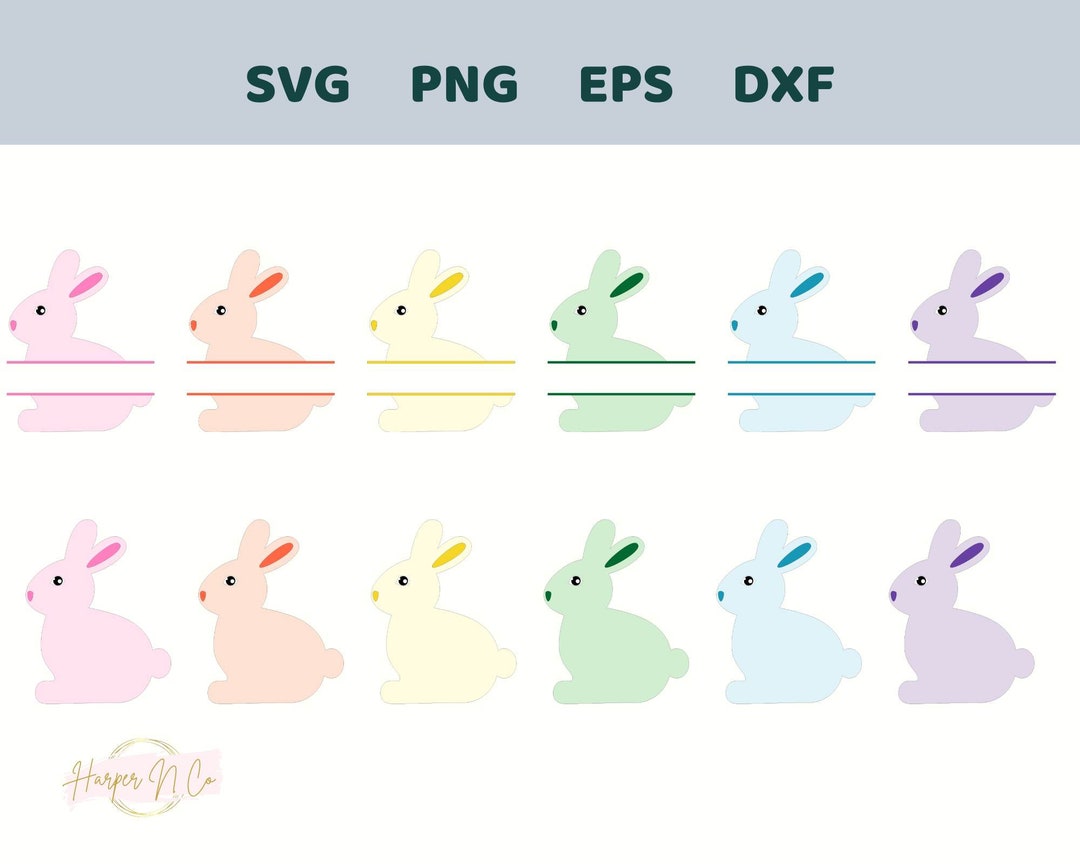 Rainbow Easter Bunnies SVG, Personalize, Easter PNG, Full and Split ...
