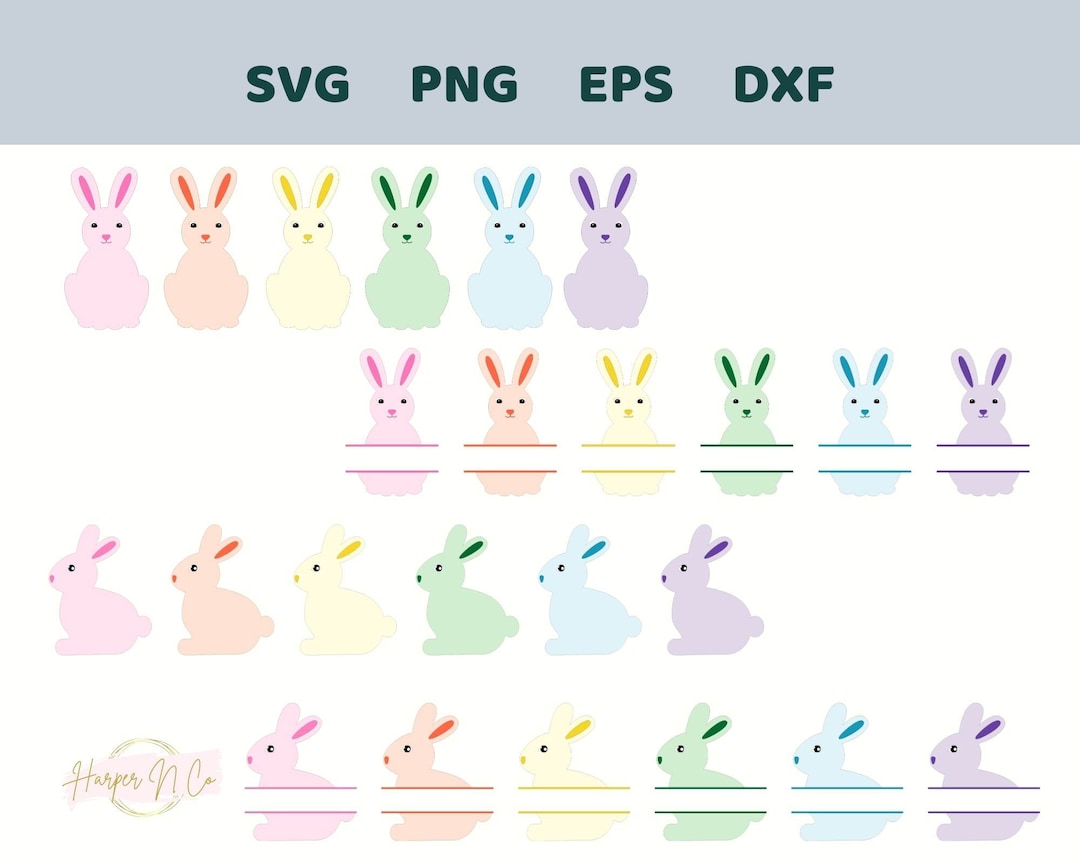 Rainbow Easter Bunnies SVG, SVG Bundle, Personalize, Easter PNG, Full ...