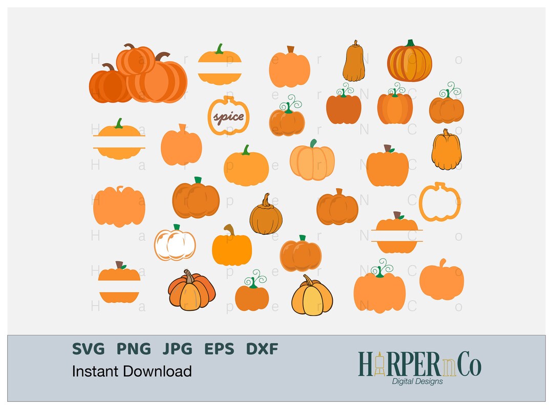 Pumpkin SVG Bundle, Halloween Pumpkin Cut Files, DXF, PNG, Cricut ...