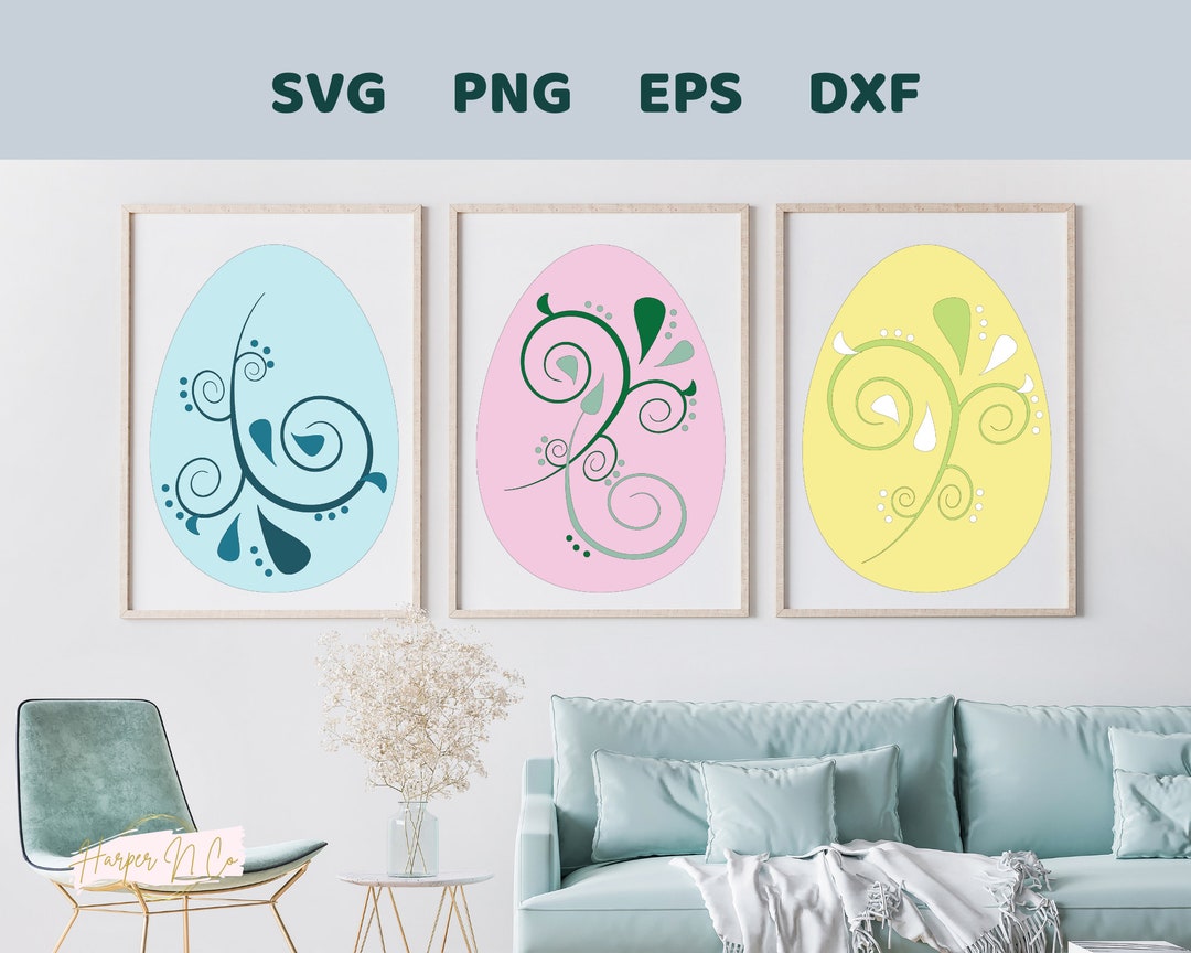 Easter Egg SVG, Mini Bundle of 3 Easter Eggs With Scroll Work for ...