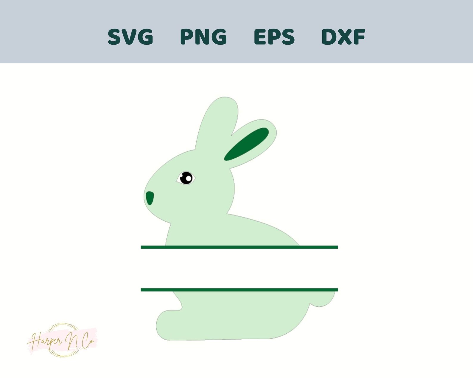 Green Easter Bunny Layered SVG, Personalize, Easter PNG, Split Bunny ...