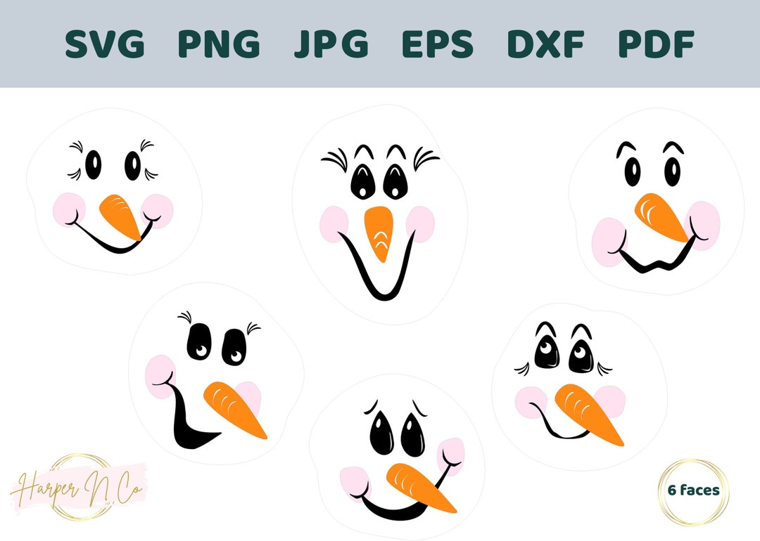 Snowman Faces SVG Bundle, Snowball Clipart, Winter Sublimation PNG JPG ...