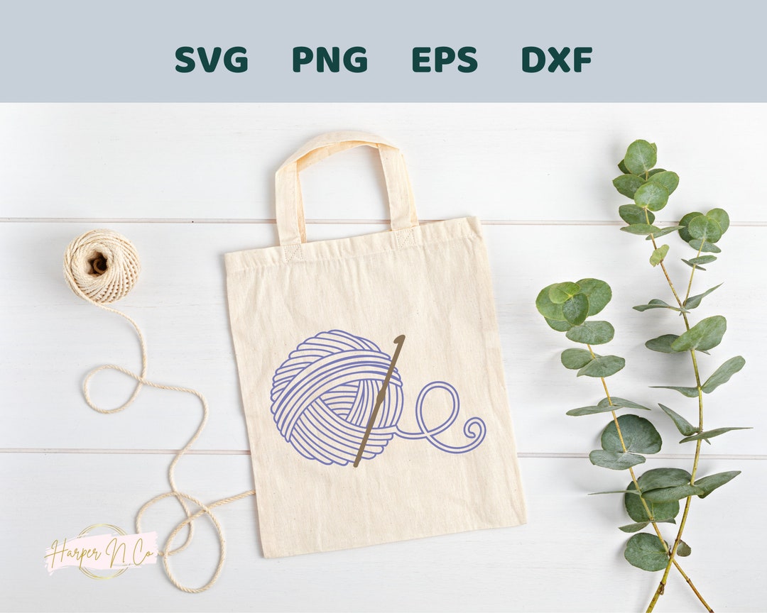 Yarn and Crochet Hook SVG, Line Drawing Ball of Yarn PNG, Yarn Crochet ...