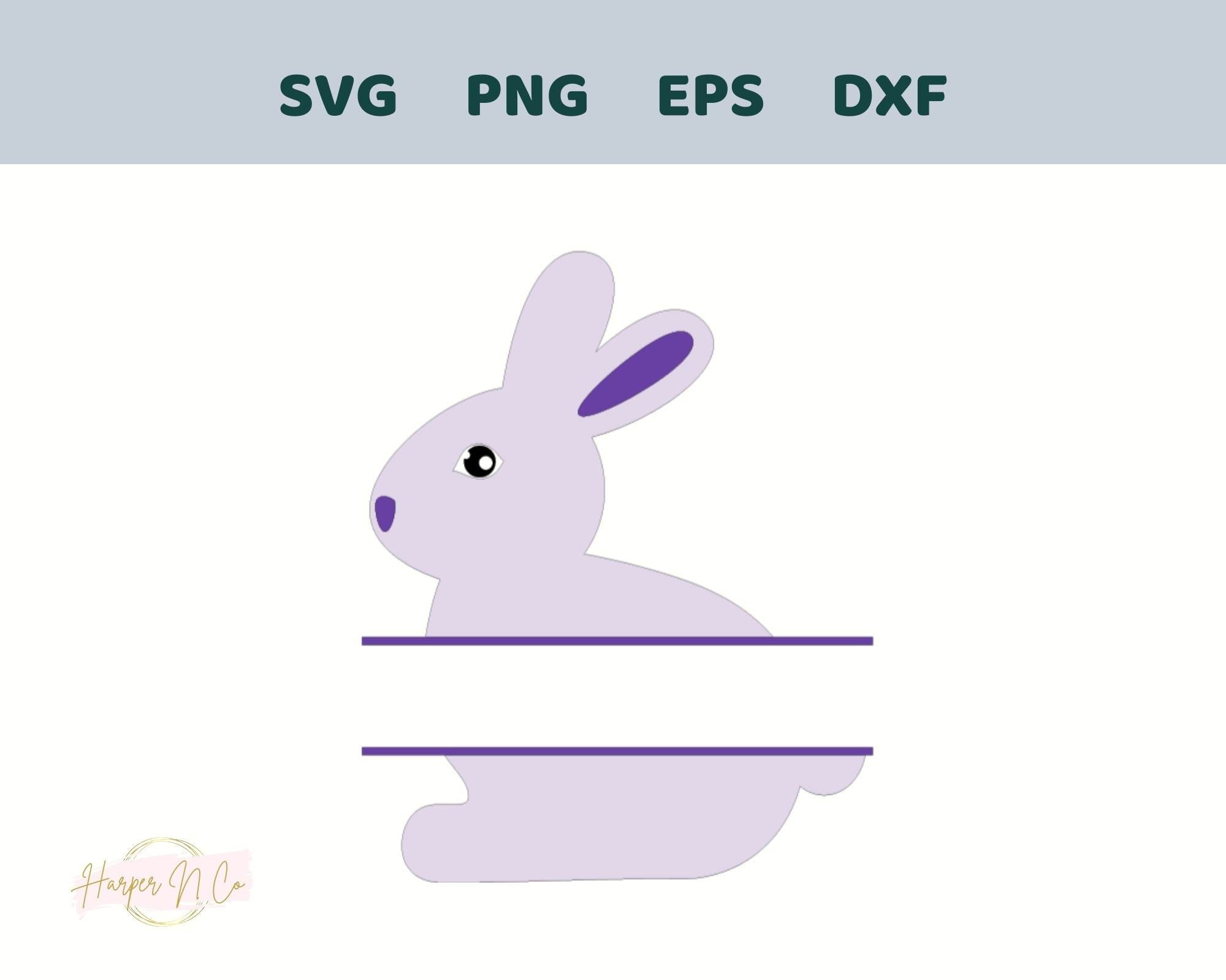 Purple Easter Bunny Layered SVG, Personalize, Easter PNG, Split Bunny ...