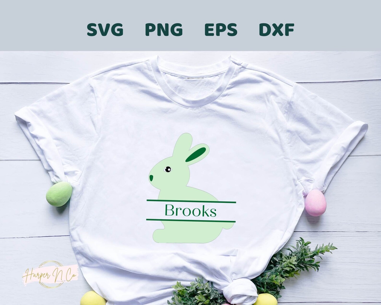 Green Easter Bunny Layered SVG, Personalize, Easter PNG, Split Bunny ...