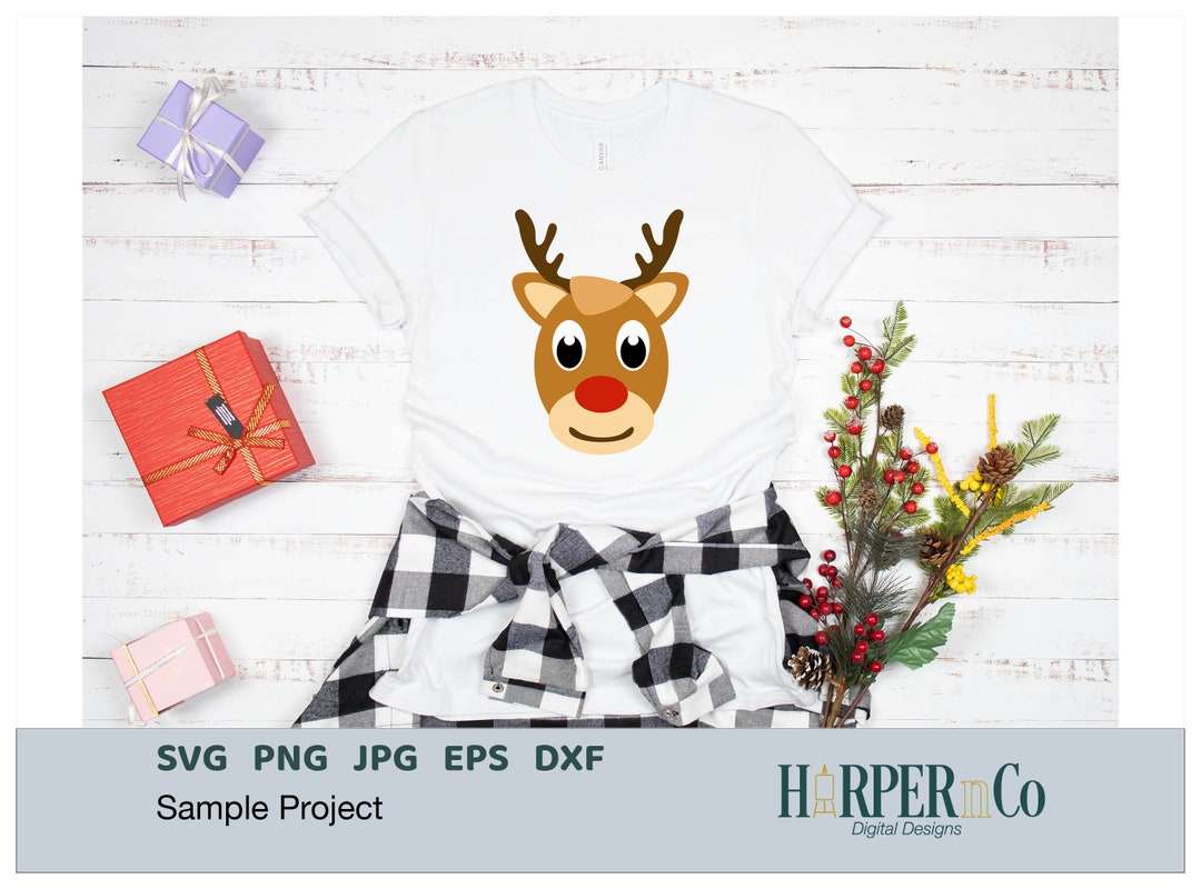 Rudolf SVG, Red-nosed Reindeer, Reindeer Face SVG, Christmas, Cricut ...