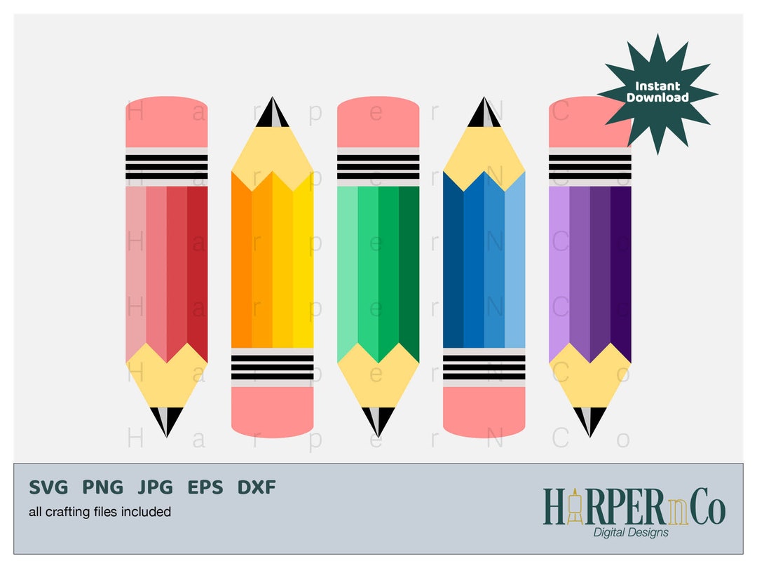 Rainbow Colored Pencils SVG for Cricut Silhouette Glow Forge PNG ...