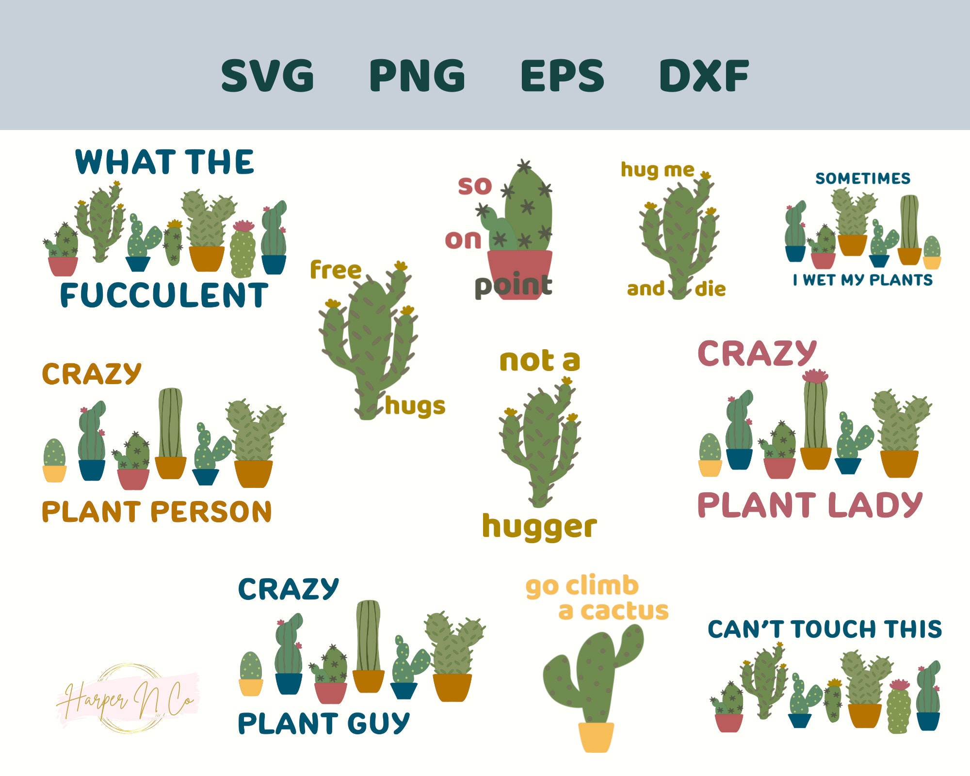 Cactus and Word Bundle SVG, Succulent Png, Instant Download, Layered ...