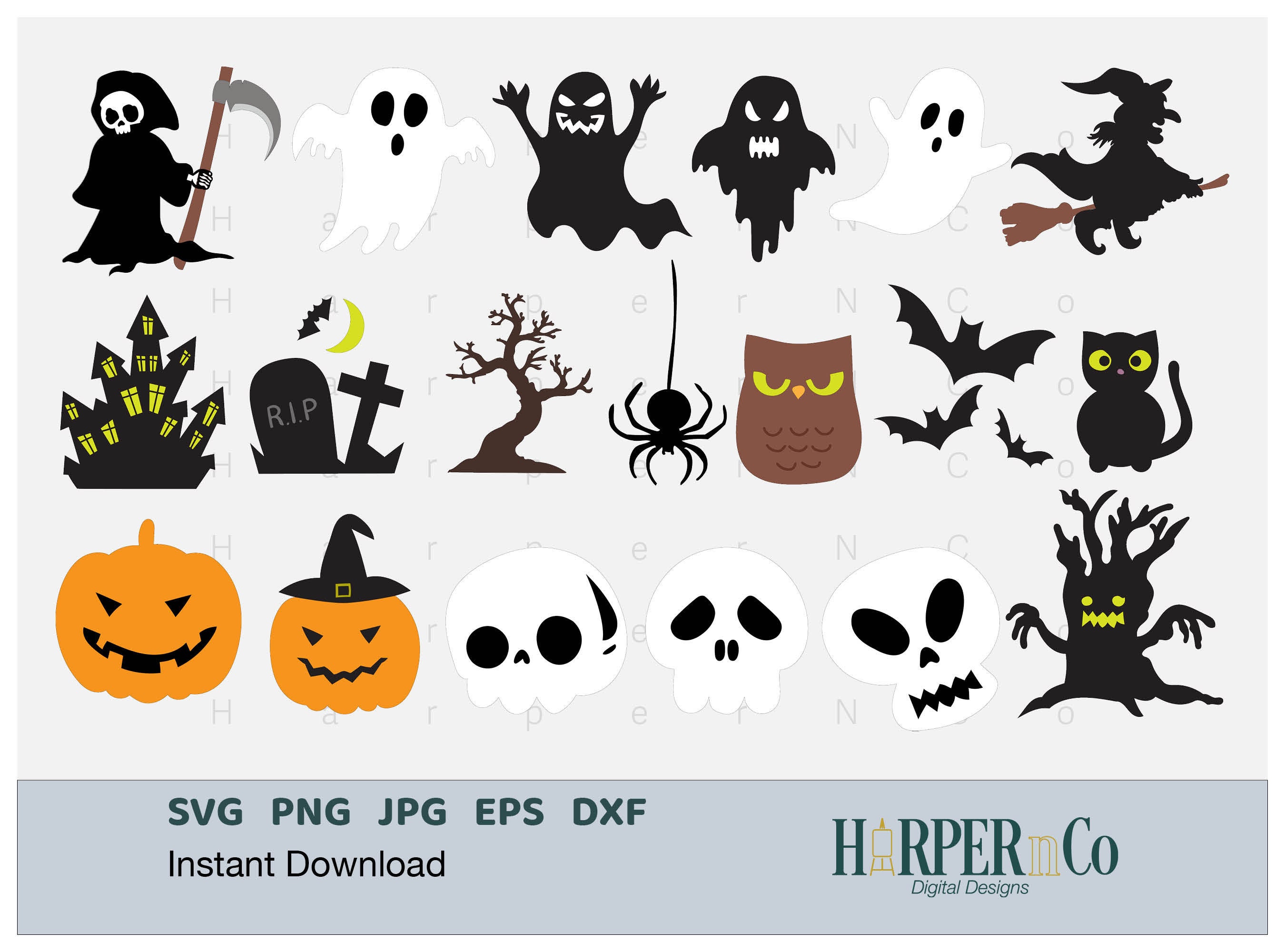 Halloween SVG Bundle, Silhouette, Cricut, Sublimation, Glow Forge, PNG ...