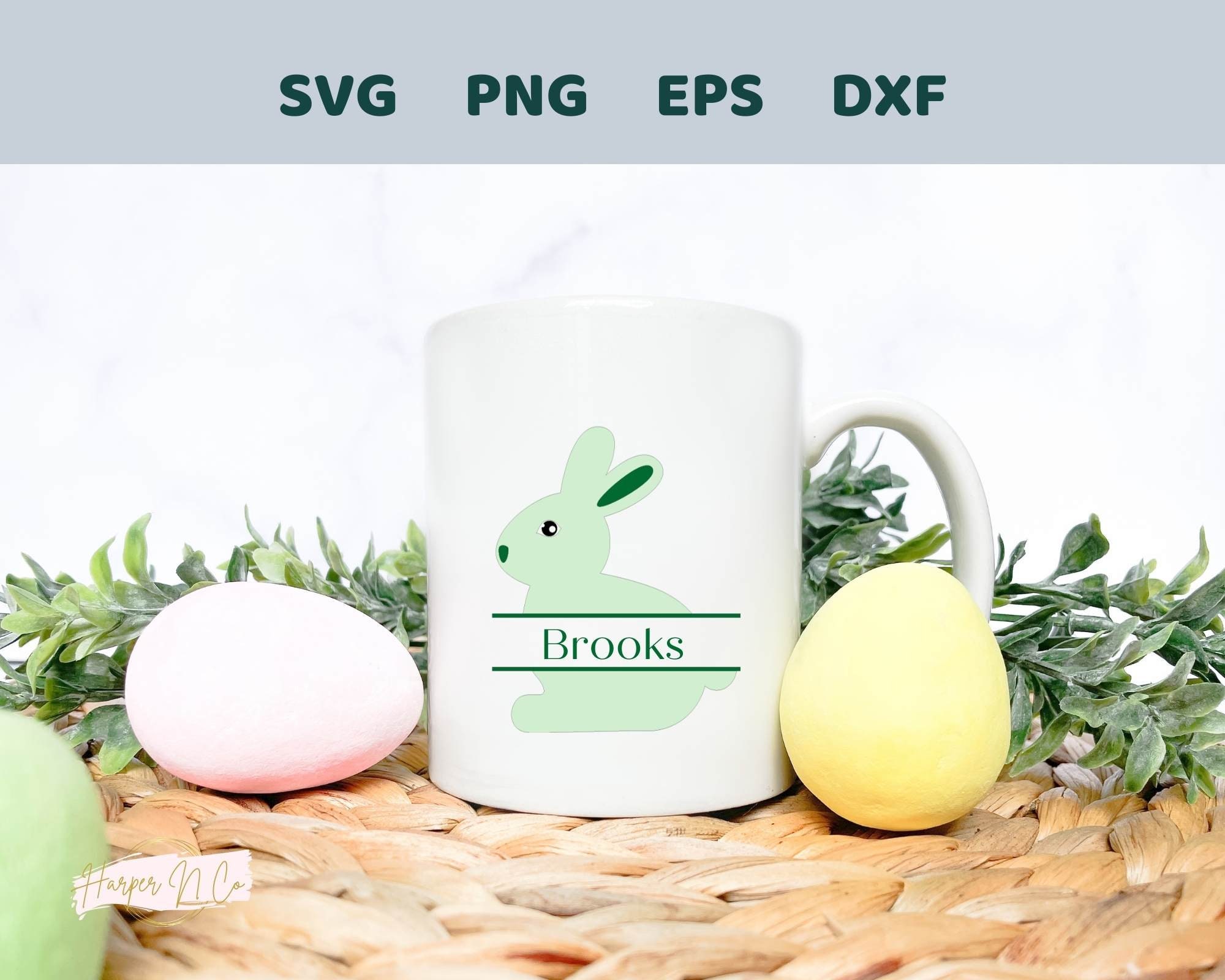 Green Easter Bunny Layered SVG, Personalize, Easter PNG, Split Bunny ...