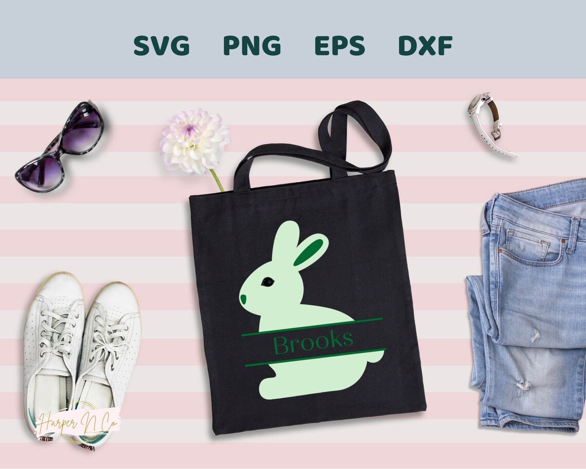 Green Easter Bunny Layered SVG, Personalize, Easter PNG, Split Bunny ...