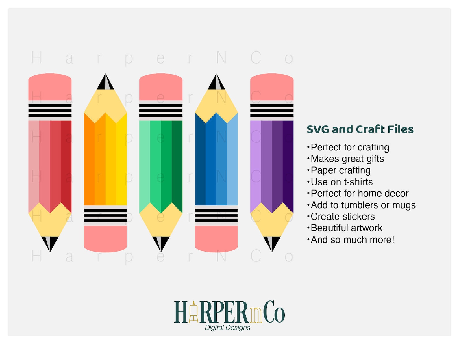 Rainbow Colored Pencils SVG for Cricut Silhouette Glow Forge PNG ...