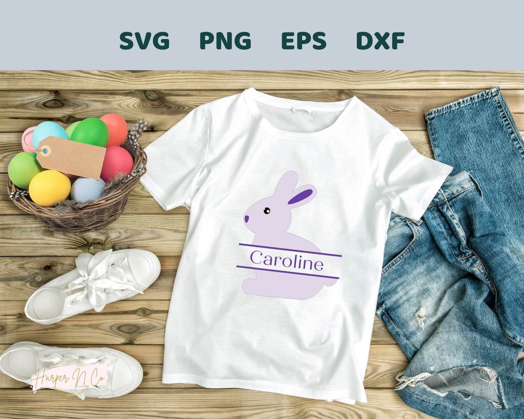 Purple Easter Bunny Layered SVG, Personalize, Easter PNG, Split Bunny ...