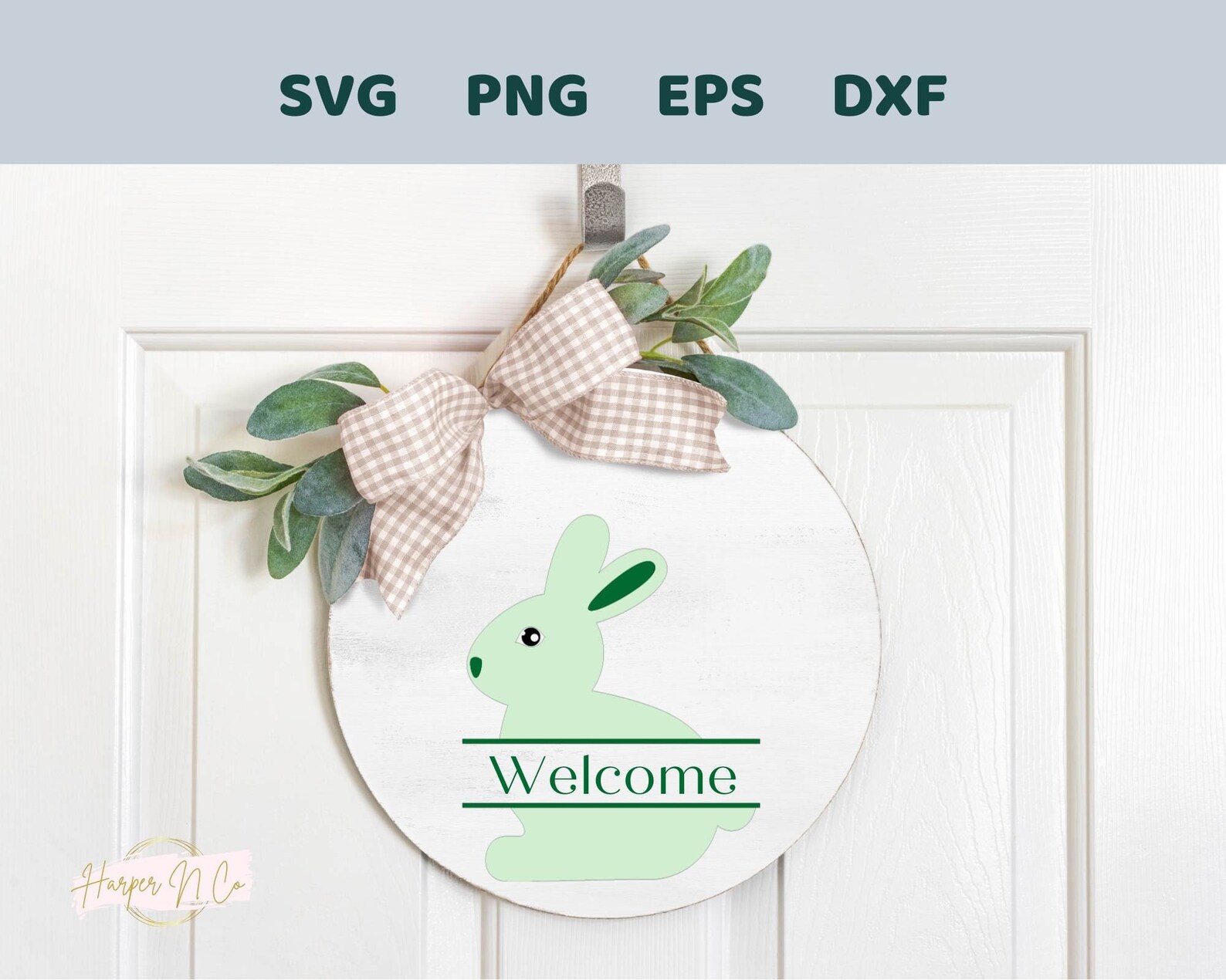 Green Easter Bunny Layered SVG, Personalize, Easter PNG, Split Bunny ...
