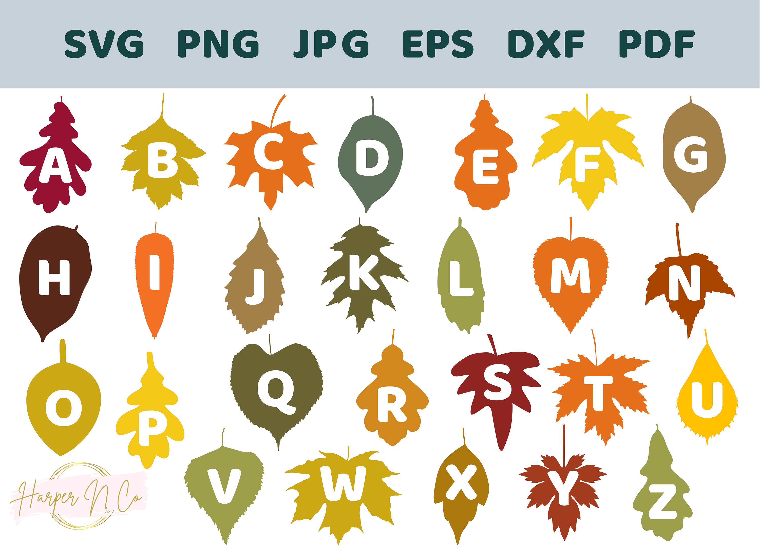 Leaf Alphabet, Monogram, Letters in Leaves, Sublimation, Cricut ...