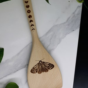 Moon Phase + Moth Engraved Wooden Spatula - Etsy