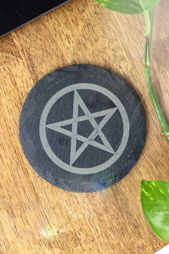 Pentagram Engraved Slate Coaster Altar Tile | Etsy