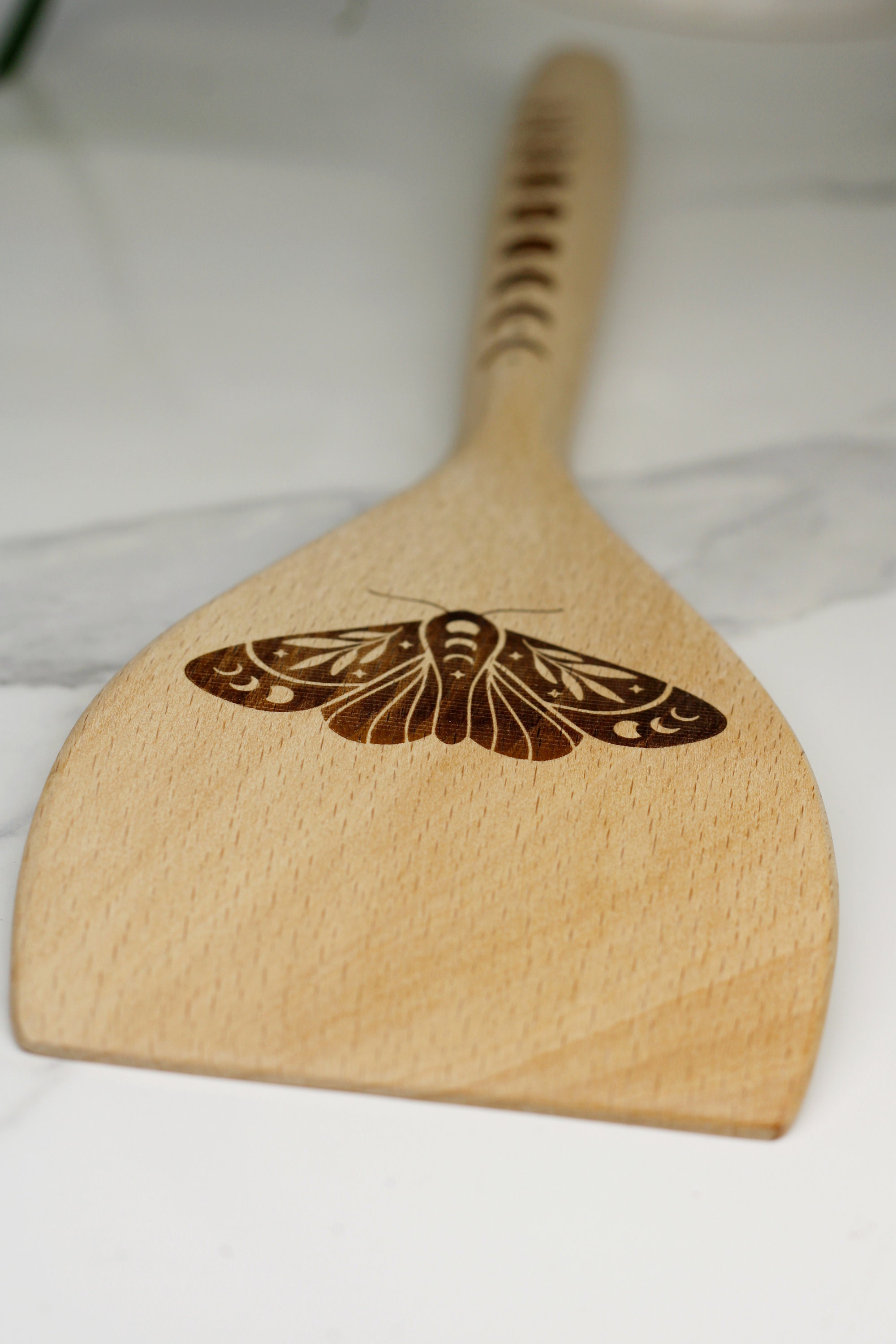 Moon Phase + Moth Engraved Wooden Spatula - Etsy